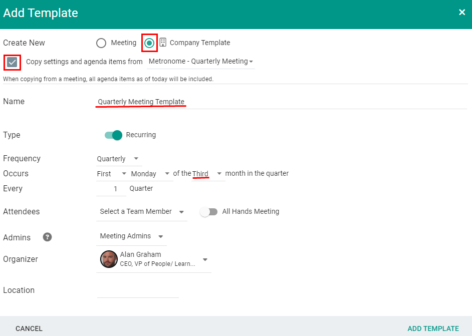 How do I create and use a Meeting Template?