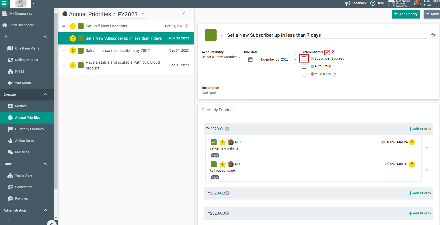 How do I link a differentiator to an Annual Priority?