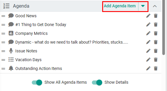 How do I organize Metrics and Priorities in Meetings using Tags?